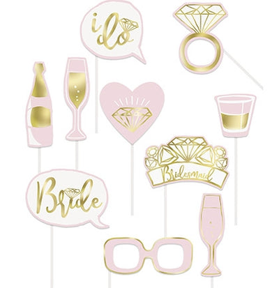 10pc Pink & Gold Photo Props | Bachelorette Party Pictures | The House ...