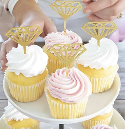 Gold Metallic Diamond Cupcake Toppers | Bachelorette Party Food Ideas ...