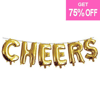 Cheers Gold Mylar Balloon Banner | Bachelorette Balloons | The House of ...