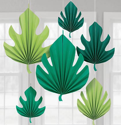 Leaf Hanging Fans | Tropical Party Supplies | The House of Bachelorette